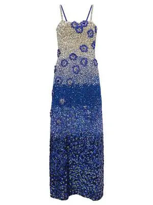 LA FUORI Sequinned Midi Dress - Silver Navy