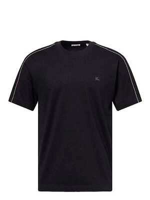 Burberry Check Piping Cotton-jersey T-shirt - Black
