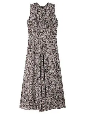 Sandro Sleeveless V-neck Maxi Dress With Daisy Print - Brown