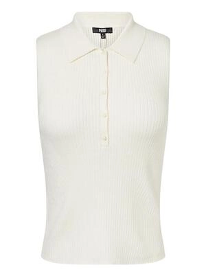 Paige Vesta Knitted Cotton-blend Top - Ivory