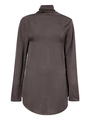 RUOHAN Ruohan High-Neck Silk Top With Ribbon Detail