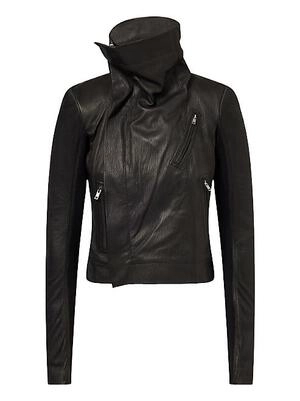 Rick Owens High-neck Biker Leather Jacket - Black