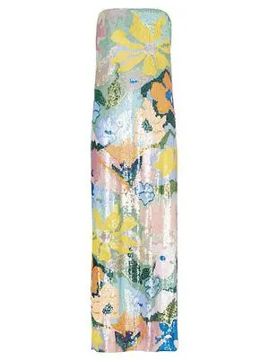 LA FUORI Là Fuori Floral Sequinned Bandeau Midi Dress - Multi