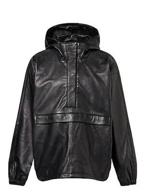 ROHE FRAMES Hooded Oversized Leather Jacket - Black