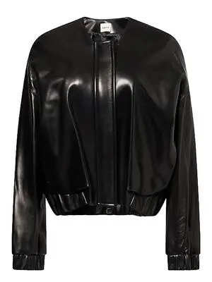 Khaite Khaite Cordan Bomber Leather Jacket Black
