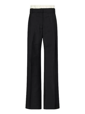 ROHE FRAMES Wide-leg Wool Trousers With Boxer Trim - Black