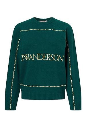JW Anderson Logo Embroidered Wool Jumper - Pine