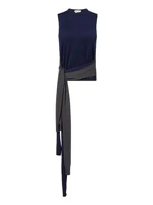 JW Anderson JW Anderson Waist-Tie Cotton And Wool Blend Tank Top Navy
