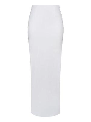 House Of Cb Lyra V-back Draped Stretch-cotton Maxi Skirt - White