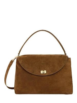 Sandro Suede Shoulder Bag - Beige