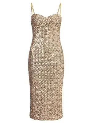 NADINE MERABI Nadine Merabi Sequin-Embellished Sweetheart Neck Midi Dress