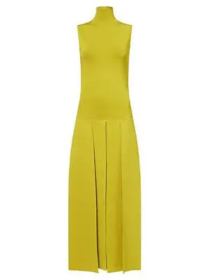 Alaïa Cut-out Pleated Stretch-knit Maxi Dress - Lime