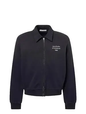 Acne Studios Logo-print Zip-up Cotton-blend Sweatshirt - Faded Black