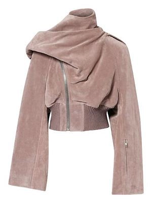 Rick Owens Asymmetrical Leather Bomber Jacket - Grape