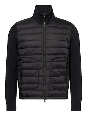 Moncler Hybrid Zip-up Padded Knit Cardigan - Black