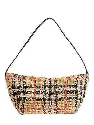 Burberry Mini Margate Raffia Shoulder Bag - Sand