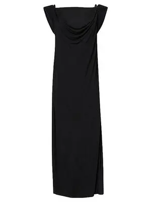 Bottega Veneta Draped Jersey Maxi Dress With Intrecciato Straps - Double Black