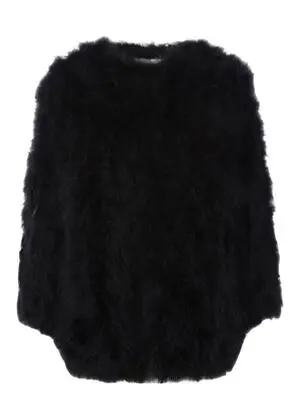 YVES SALOMON Single-breasted Feather Jacket - Black