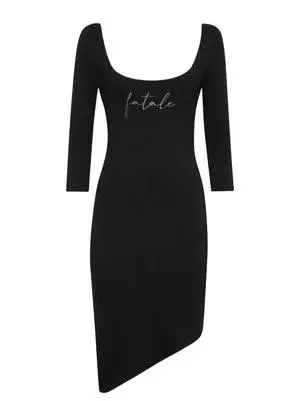 Philipp Plein Three-quarter Sleeve Asymmetric Dress - Black