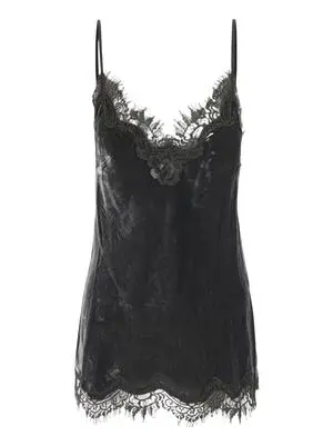 Gold Hawk Velvet Lace Trim Camisole - Grey