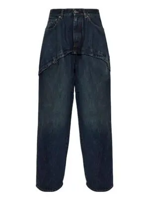Loewe Layered Detail Wide-leg Jeans - Dark Blue