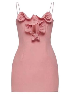 Magda Butrym Ruffled Mini Dress With Rose Appliqués - Pink