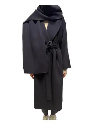 Max Mara Long Sleeved Belted Coat - Black