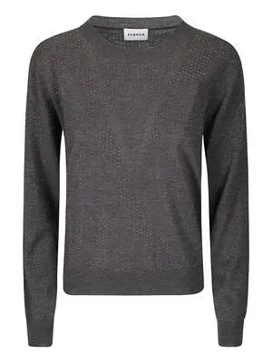 P.a.r.o.s.h Long Sleeve Crew Neck Sweater With Embellishments - Brown