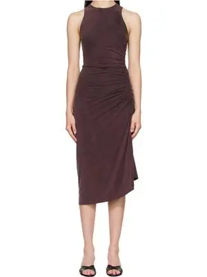 AGOLDE Anya Ruched Asymmetric Dress - Purple