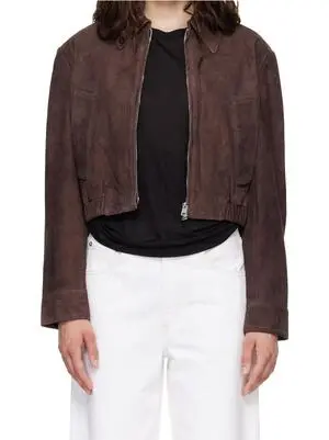 AGOLDE Cropped Leather Jacket - White