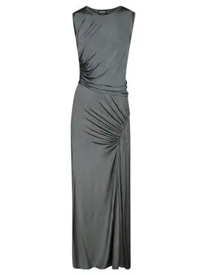 Giorgio Armani Crystal-embellished Ruched Maxi Dress - Grey