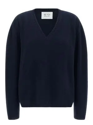 BE YOU Relaxed V-neck Cashmere Sweater - Blue