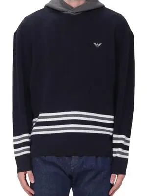 Emporio Armani Striped Crew Neck Sweater - Black