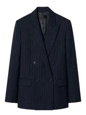 NILI LOTAN Pinstriped Double-breasted Blazer - Black