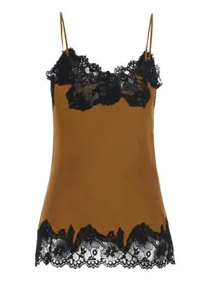 Gold Hawk Lace Trimmed V-neck Camisole - Brown