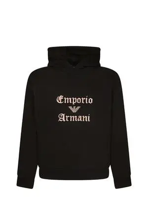 Emporio Armani Printed Hooded Sweatshirt - Black