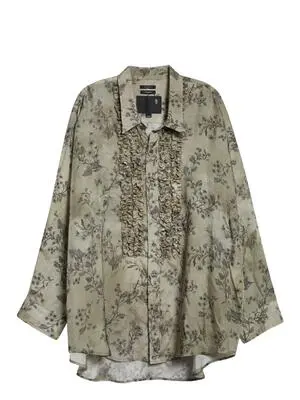 R13 R13 Long-Sleeved Shirt With Ruffle Detail Gray