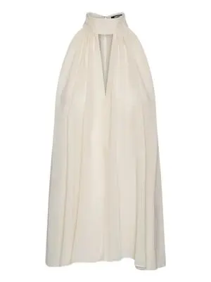 ROTATE BY BIRGER CHRISTENSEN Pleated Halterneck Top - White