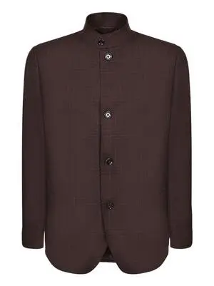 LARDINI Mixed Wool. Stand Collar. Button Closure.