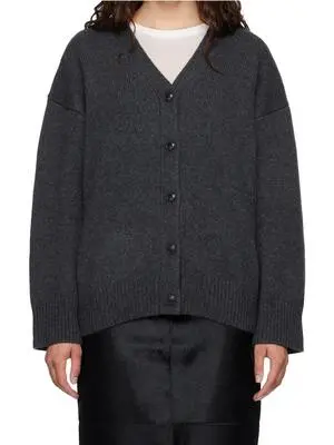 Loulou De Saison Button-front Ribbed-knit Cardigan - Charcoal