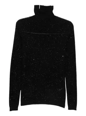 Fabiana Filippi Sequined Wool Turtleneck Sweater - Black
