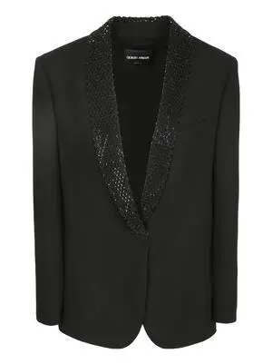 Giorgio Armani Embellished Shawl Collar Blazer - Black