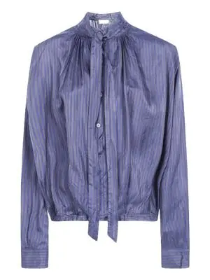 Dries Van Noten Dries Van Noten Striped Long Sleeve Shirt With Neck Tie Blue