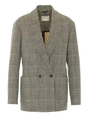 CIRCOLO 1901 Checked Double Breasted Blazer - Green