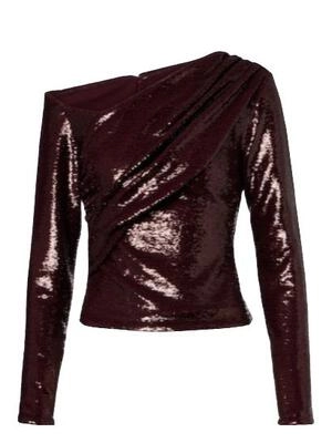 ROLAND MOURET Roland Mouret Draped Asymmetric Sequin Top