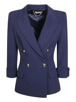 Elisabetta Franchi Double Breasted Tailored Blazer - Blue