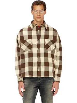 DIESEL® Check Flannel Shirt With Distressed Effect - Brown