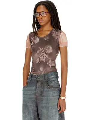 DIESEL® Floral-print Ribbed Jersey Top - Multicolor