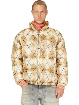 DIESEL® Diesel Reversible Puffer Jacket With Argyle Print Multicolor