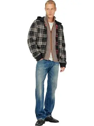DIESEL® Diesel Cable Knit Zip Cardigan With High Neck Grey